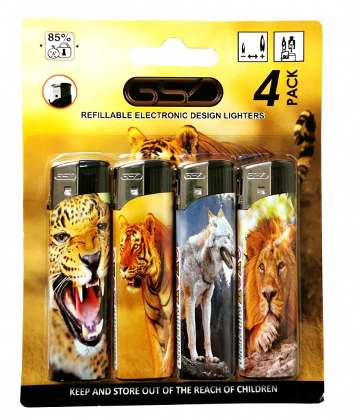 4 pack Lighters | Animal Design | Electronic Lighters | S&R Tradelink Ltd