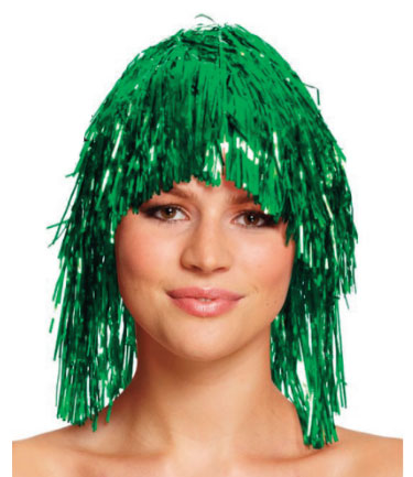GREEN GLITTER WIG - Box of 6