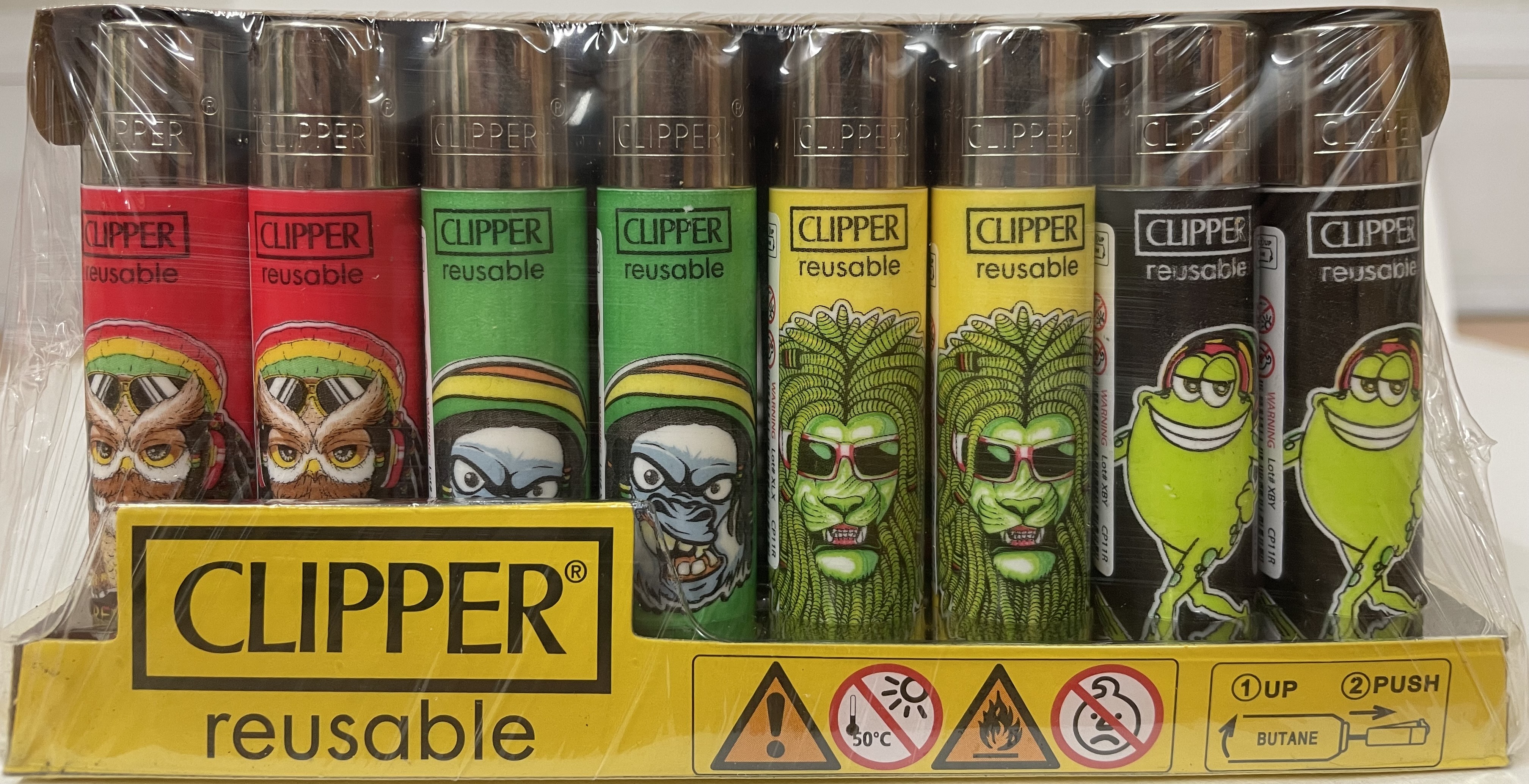 Clipper Lighters | Clipper COLOURFUL SKULLS - 40's | S&R Tradelink Ltd