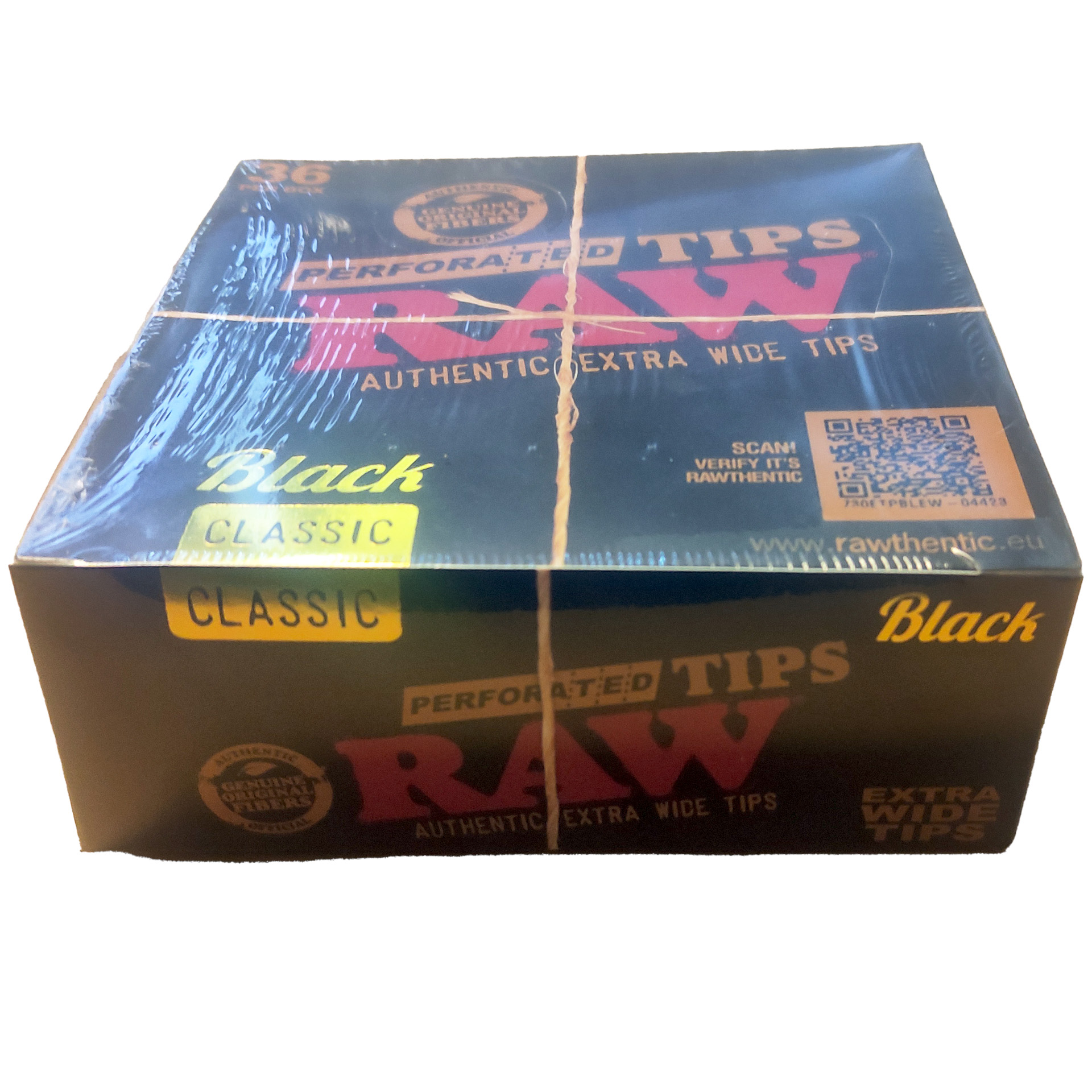RAW PERFORATED EXTRA WIDE BLACK TIPS (36) | S&R Tradelink Ltd