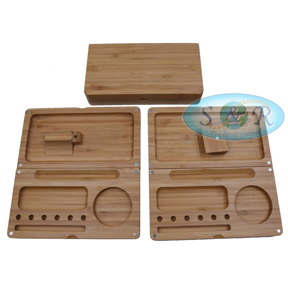 Large Bamboo Backflip Rolling Tray | Smoking Accessories | S & R Tradelink